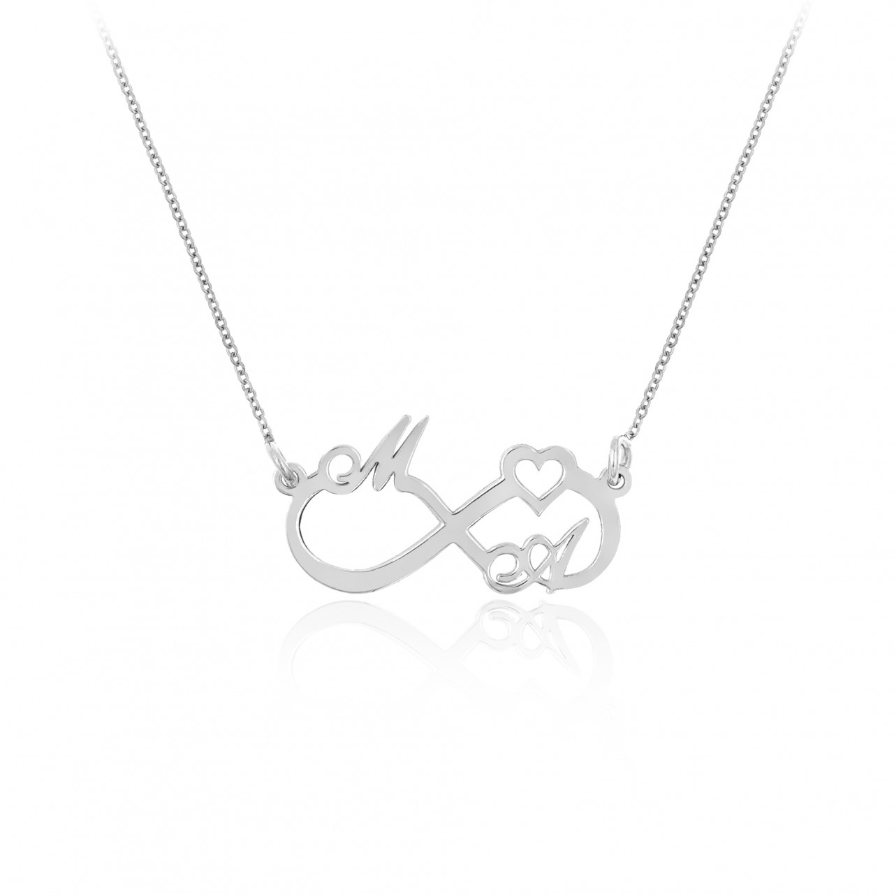 Colier Infinity din argint 925 personalizabil cu 2 initiale la alegere
