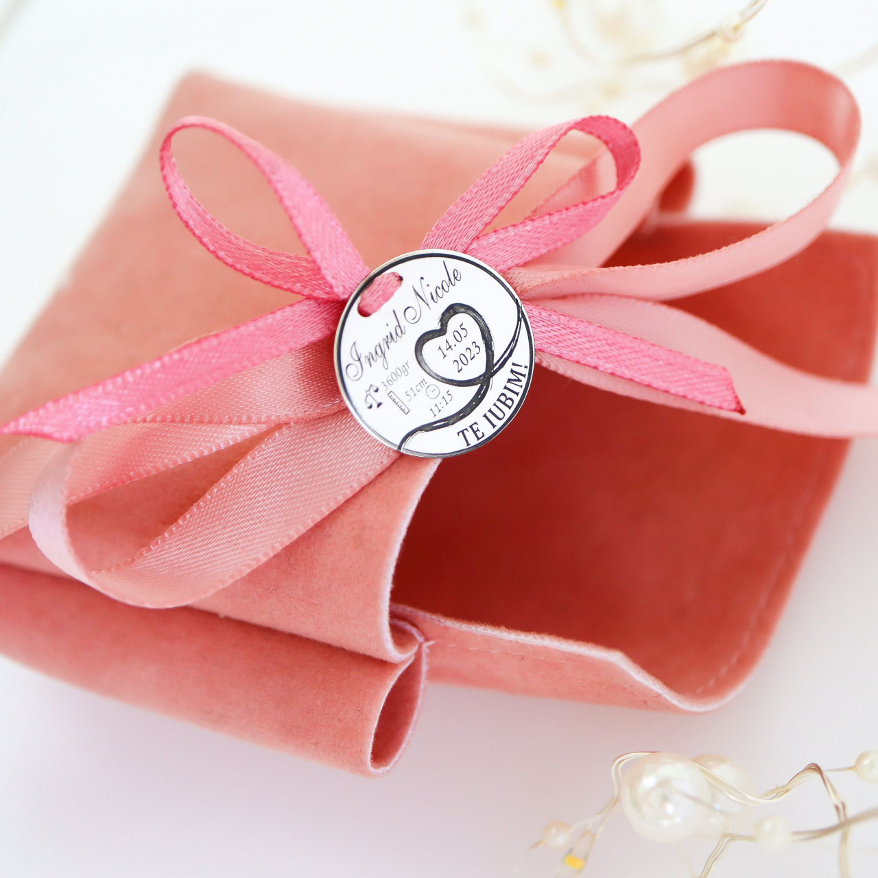 Banut Argint 2cm pentru Botez - Mot - Scaldat - Personalizabil cu ...