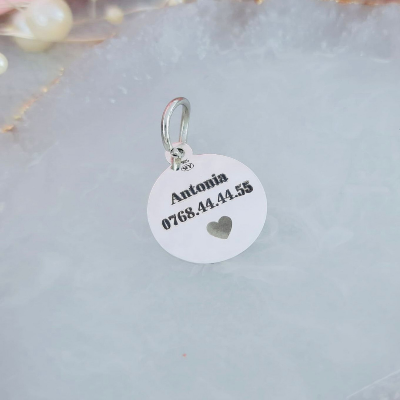 Banut personalizat din Argint 925 - 16mm - pentru zgarda pisicutelor ...