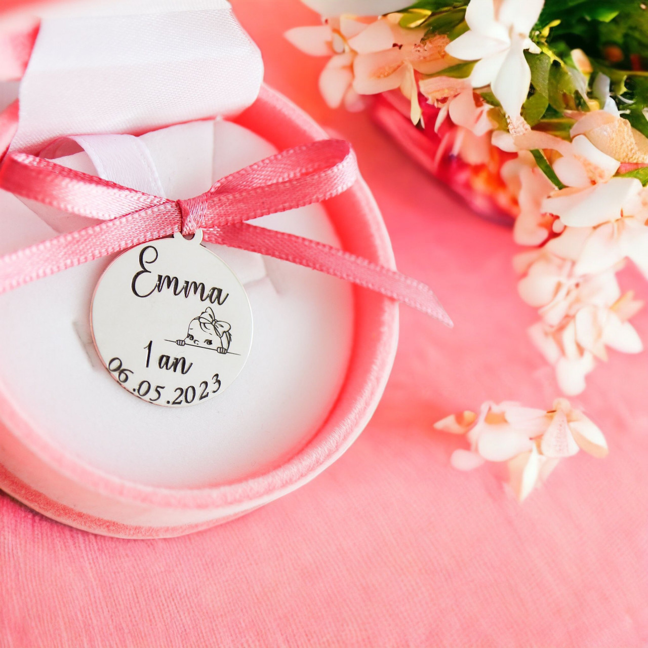 Banut Argint 2cm pentru Botez - Mot - Scaldat