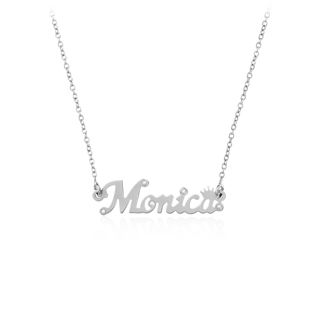 Colier Multi Crystal din argint 925 personalizat cu nume si coronita