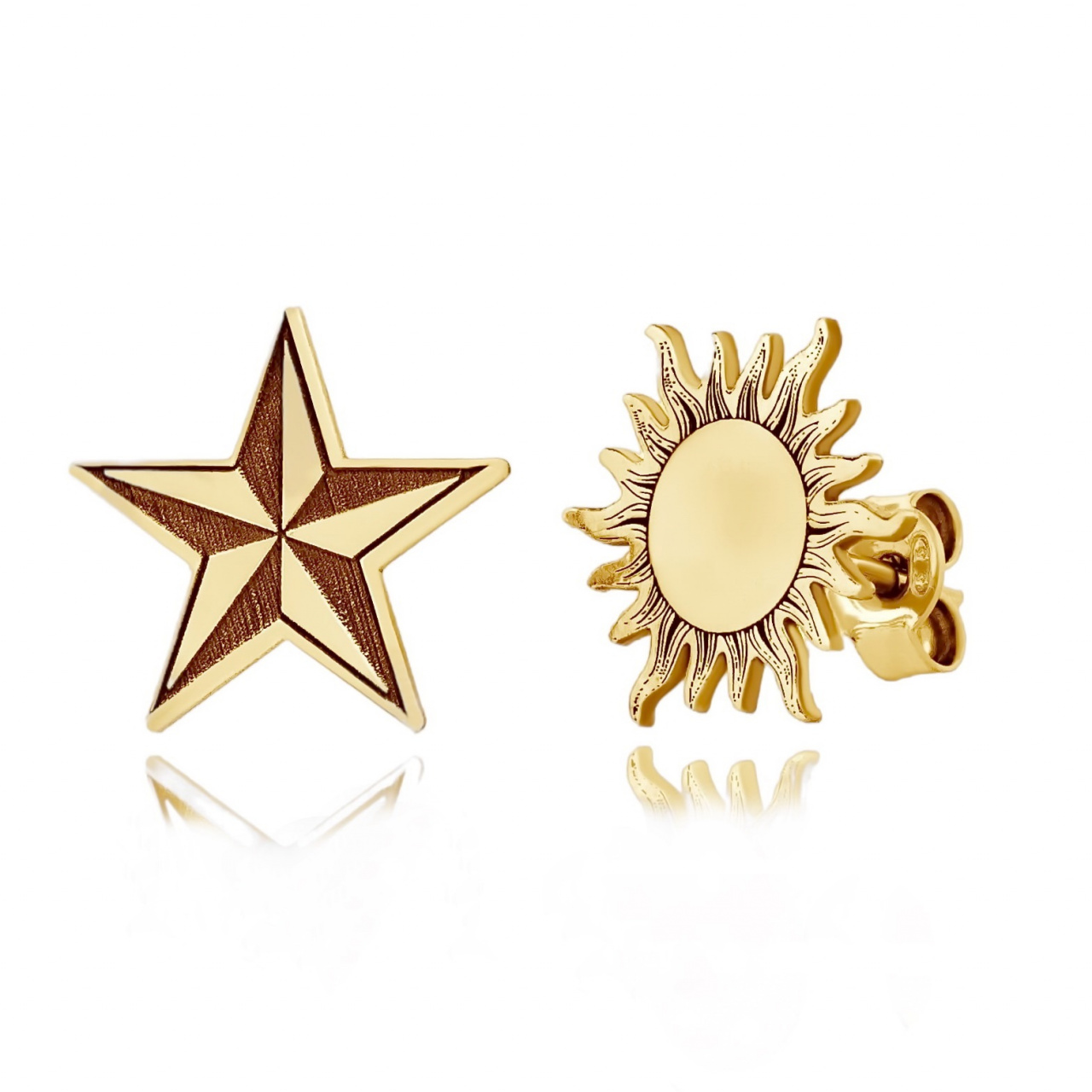 Cercei din aur 14k Astrology cu Soare si Steluta
