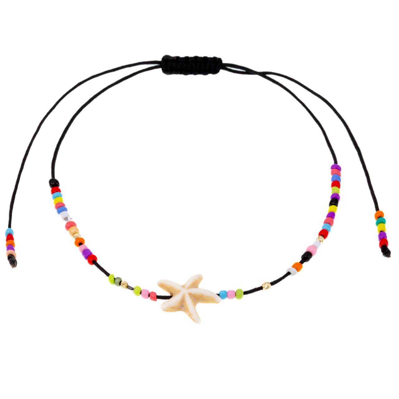 Bratara reglabila pentru picior cu snur, cristale si charm la alegere ...