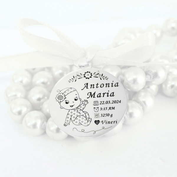 Banut Argint 2.5cm pentru botez - mot - turta personalizabil - Baby ...