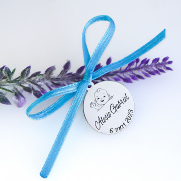 Banut Argint 2cm pentru Botez - Mot - Scaldat - personalizabil