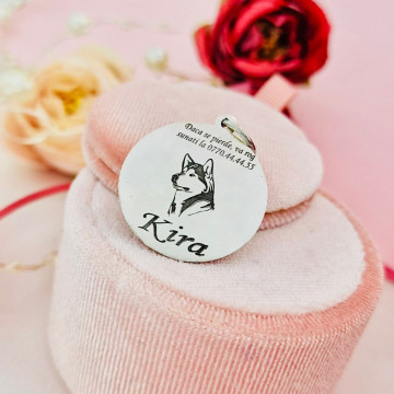 Banut personalizat din Argint 925 - 25mm - pentru zgarda caine de talie ...