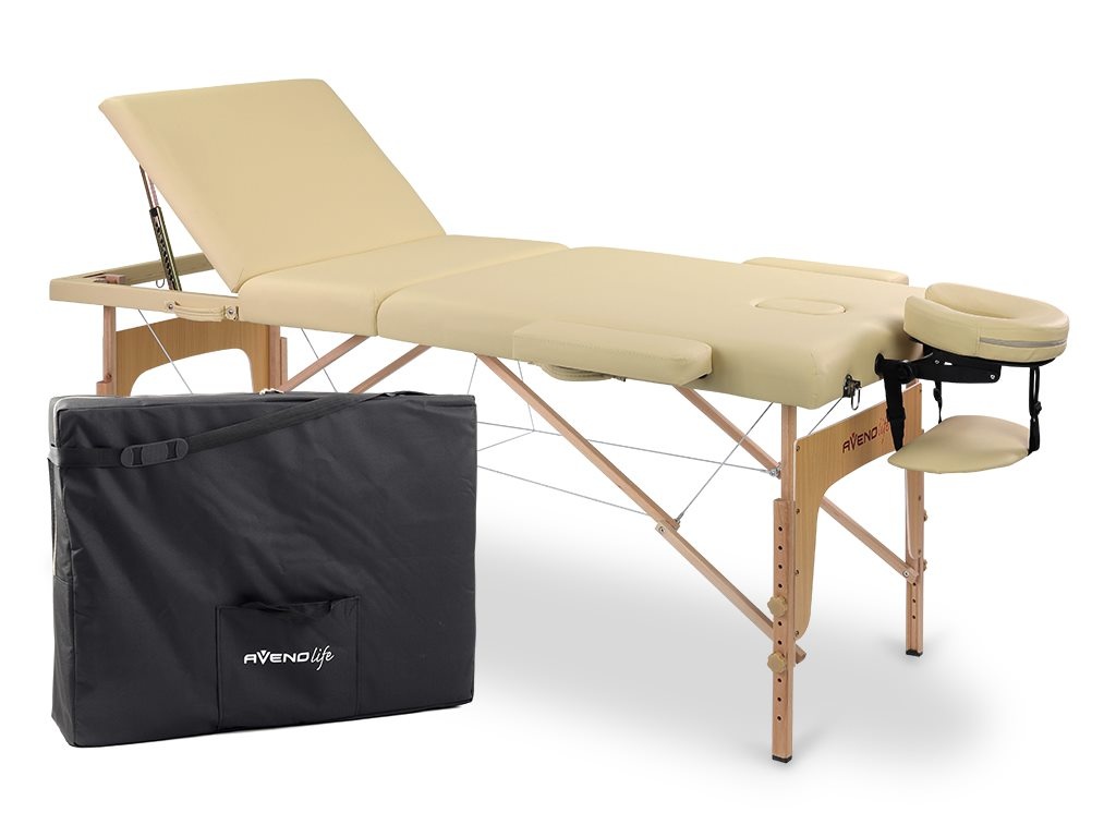 Masa de masaj portabila Bianca, 3 segmente, lemn, 250 kg, cu husă, HABYS