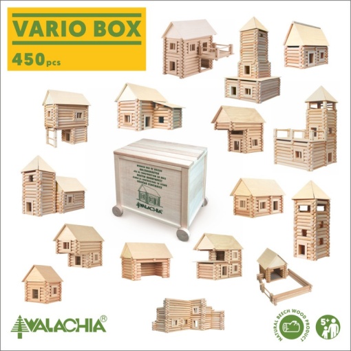 Set constructie arhitectura Vario Box, 450 piese din lemn (VARIO + XL ...