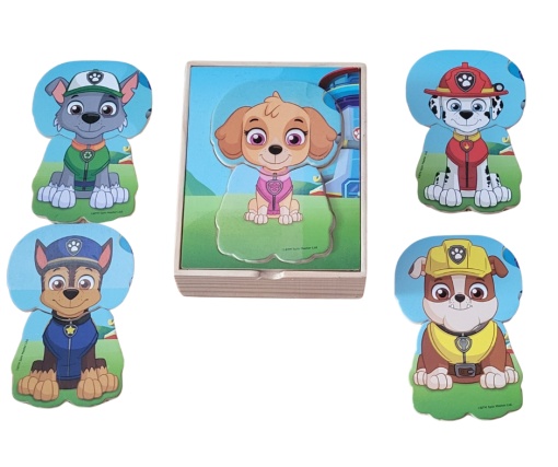 Puzzle din lemn Paw Patrol, 5 caracter,10 piese,+ 2 ani
