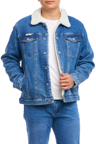 Geaca de blugi imblanita, Sara, albastru