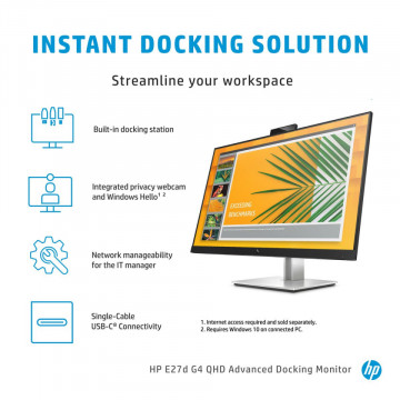 MONITOR HP E27D G4 QHD DOCKING 6PA56AAR 27" QHD / AC power cord ...