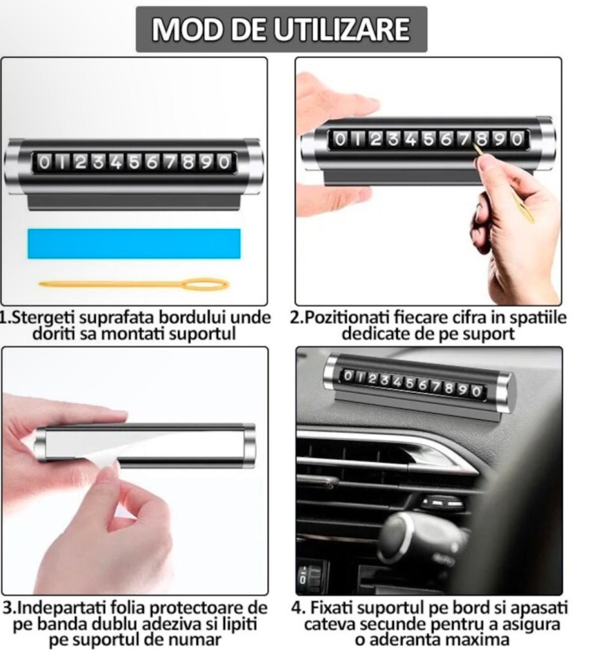 Suport numar de telefon pentru parcare temporara, ajustarea numerelor ...