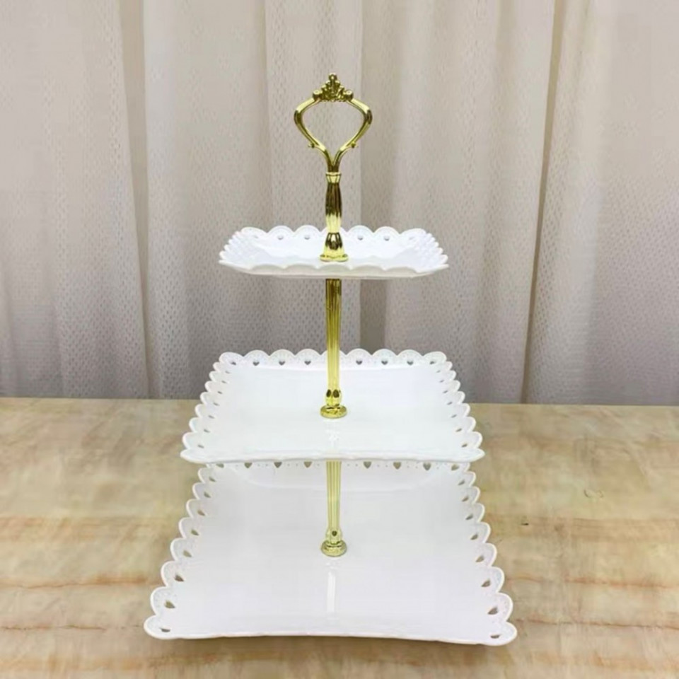 Fructiera etajata cu 3 nivele, pentru prajituri, torturi, fructe ...