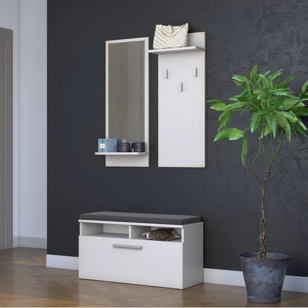 TEDUA122 - Dulap hol, sifonier 50 x 35 x 180 cm, Alb-Mat