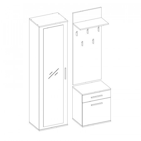 TECUIA106 - Set Cuier hol 100 x 35 x 180 cm - Alb-Mat