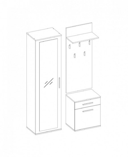 TECUIN102 - Set Cuier hol 100 x 35 x 180 cm - Negru-Mat