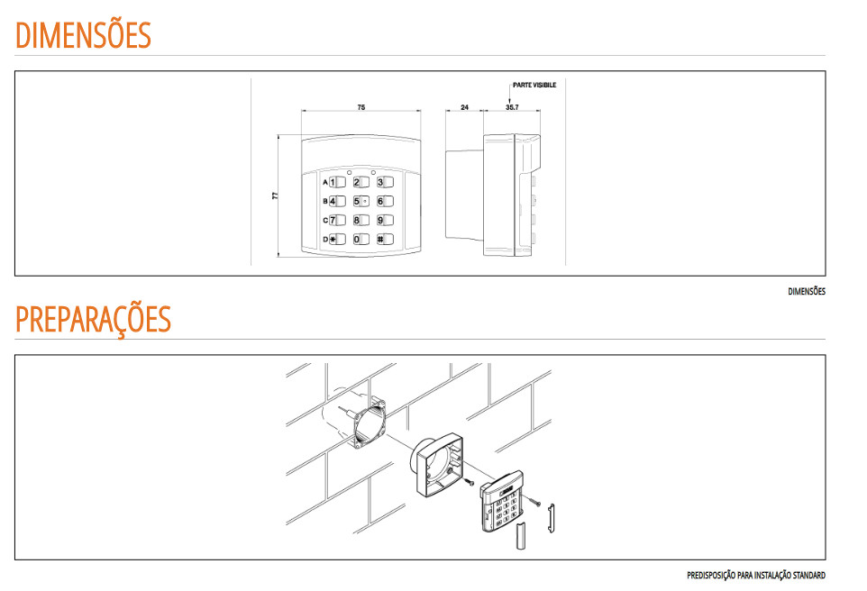 ROGER Teclado Embutir com Fios H85/TDS/I