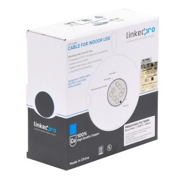 LINKEDPRO BY EPCOM PRO-CAT-5E-LITE/100M Bobina de cable de 100m, Cat5e, 24 AWG, color Gris
