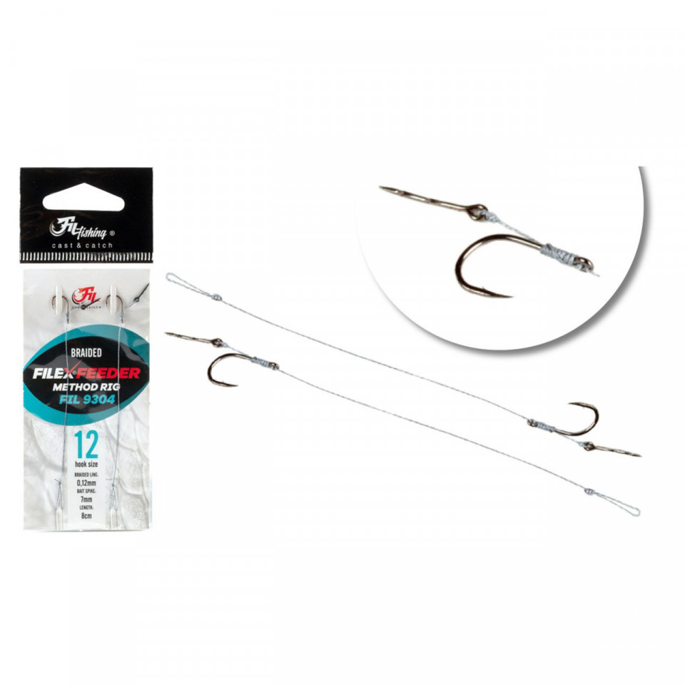 RIG METHOD FEEDER FILEX 8CM 0.12MM BRAIDED SPIN 7MM 2 BUC