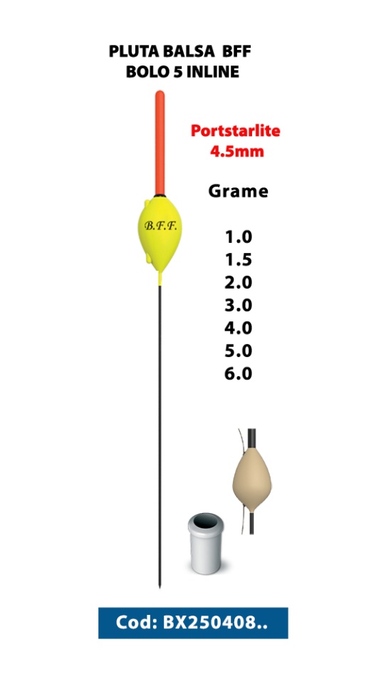 PLUTA BALSA BFF BOLO 5 INLINE 6.0GR PORTSTARLITE 4.5MM