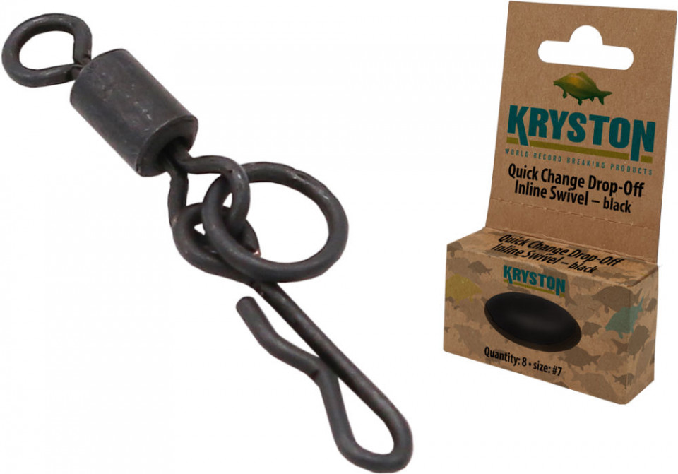 VARTEJ CU AGRAFA RAPIDA KRYSTON QUICK CHANGE DROP-OFF INLINE SWIVEL BLACK NR.7 8BUC/PLIC