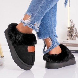 Papuci Imblaniti Tip UG - CozyWarm MK058-1 Black