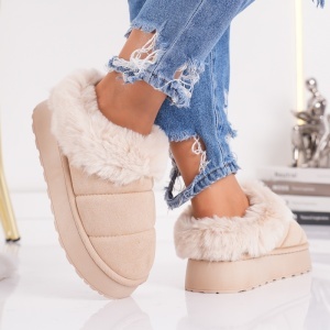Papuci Imblaniti Tip UG - CozyStep MK059-1 Beige