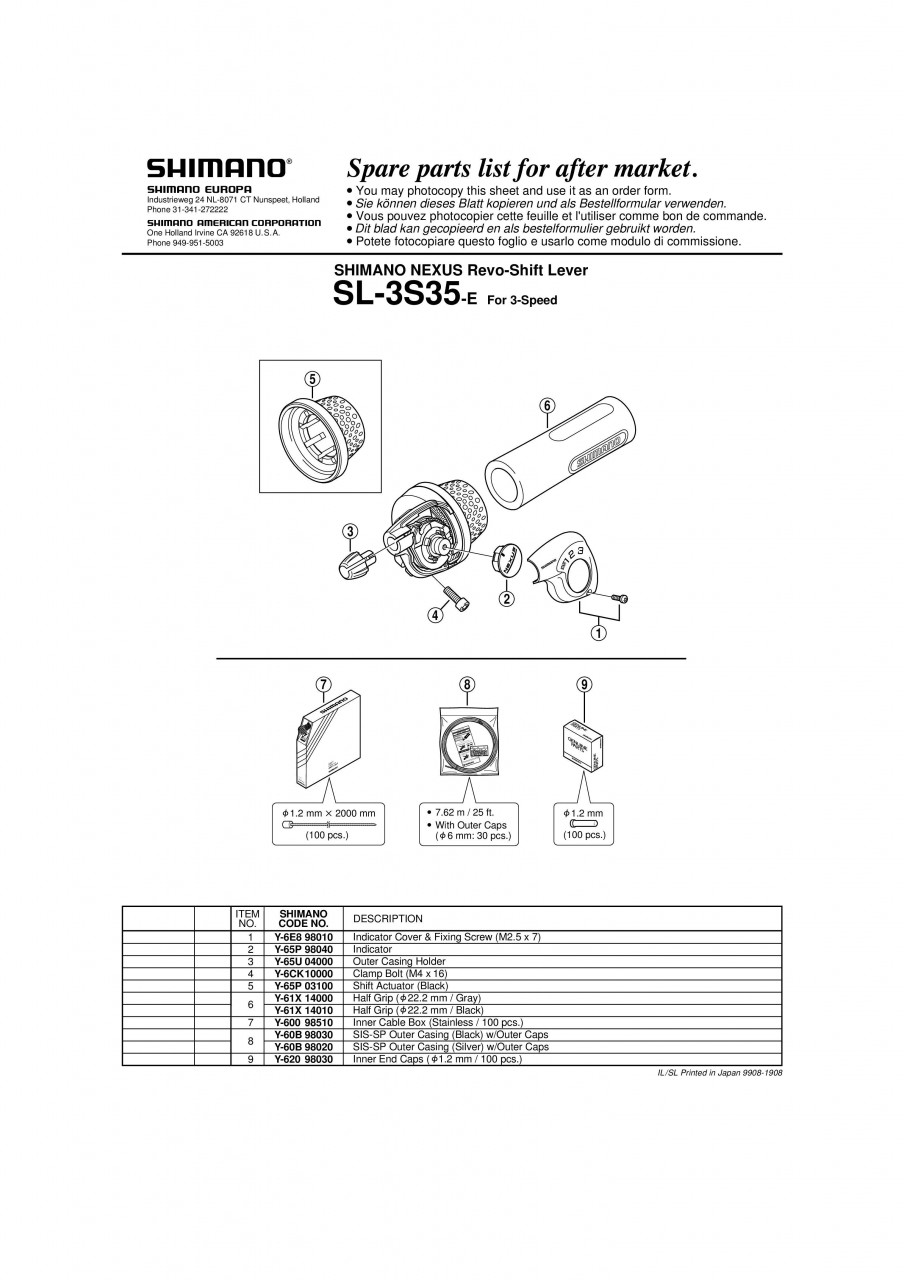 Capac indicator Shimano SL-3S35-E & suruburi M2.5x7
