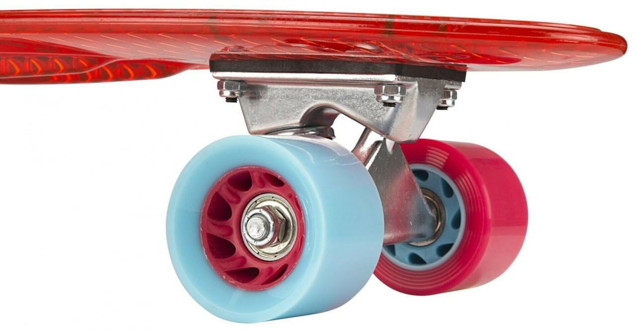Penny Board, Axer, Plastic, Transparent, 57x15x10.5 cm, Rosu