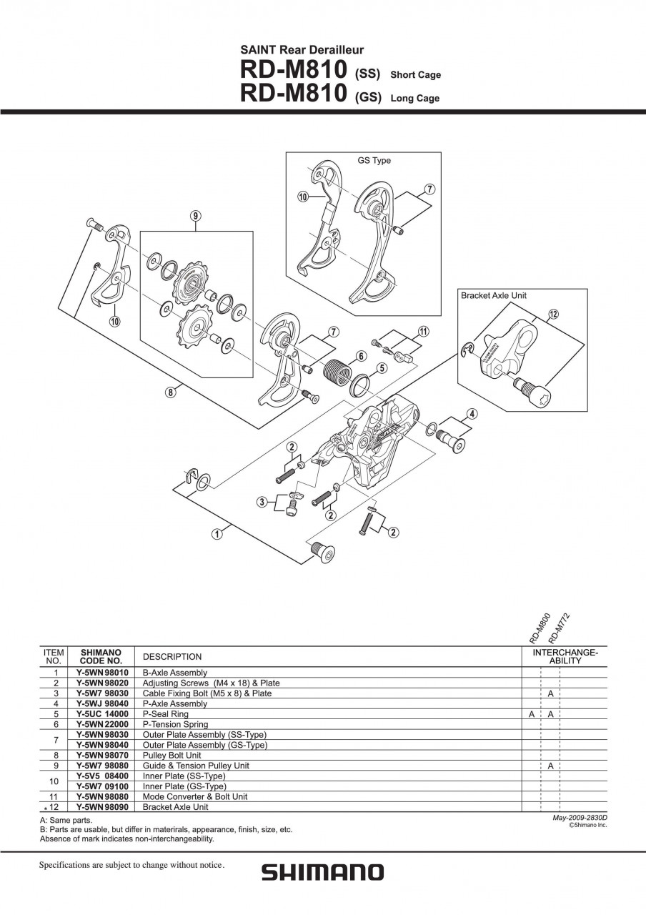 Placa exterioara pentru schimbator spate RD-M810 (GS) Shimano