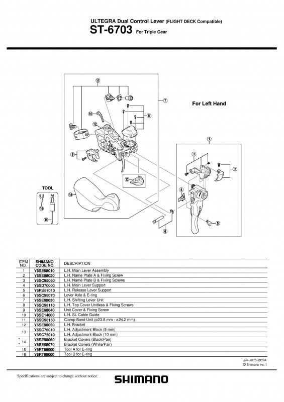 ST-6703 Shimano Ultegra capac maneta dreata A & surub stanga