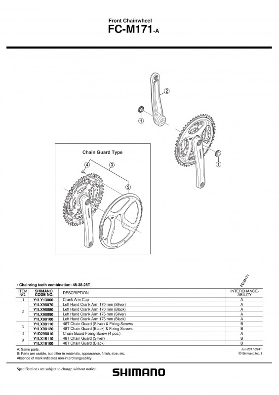 Chainguard Shimano FC-M171-A 48T argintie