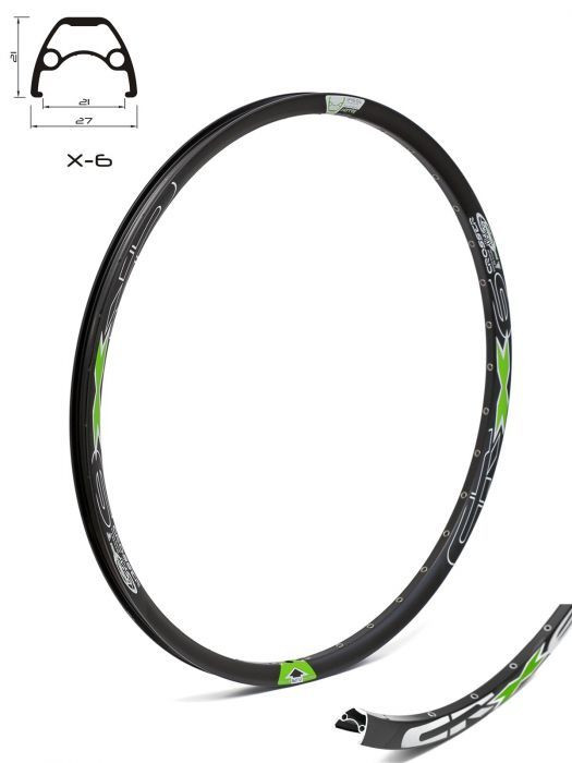 Janta CROSSER X6 26'' 32H Negru cu sticker verde- capsata