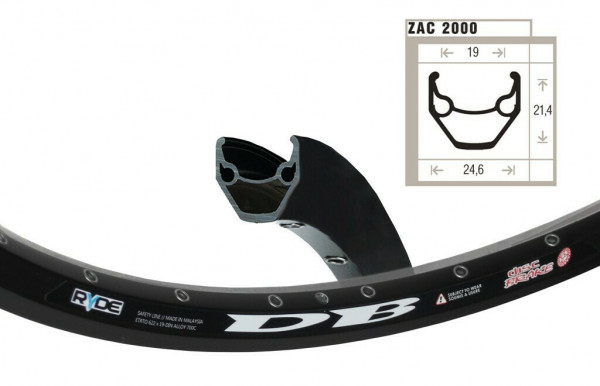 Janta Rigida ZAC 2000 28" Disc, black 622-19 VL 6,5mm 36H