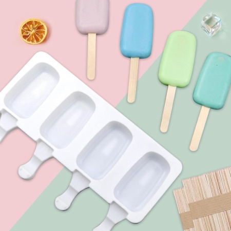 Forma inghetata cu 4 compartimente, awwaline, forme ovale, alba ...