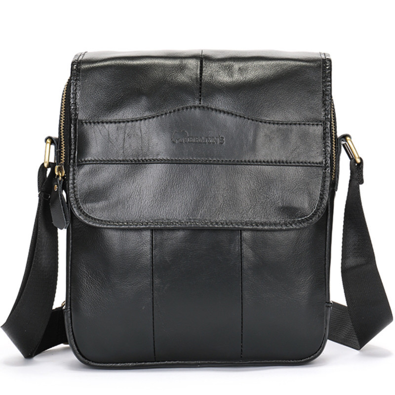 Geanta messenger barbati din piele naturala neagra Jacob