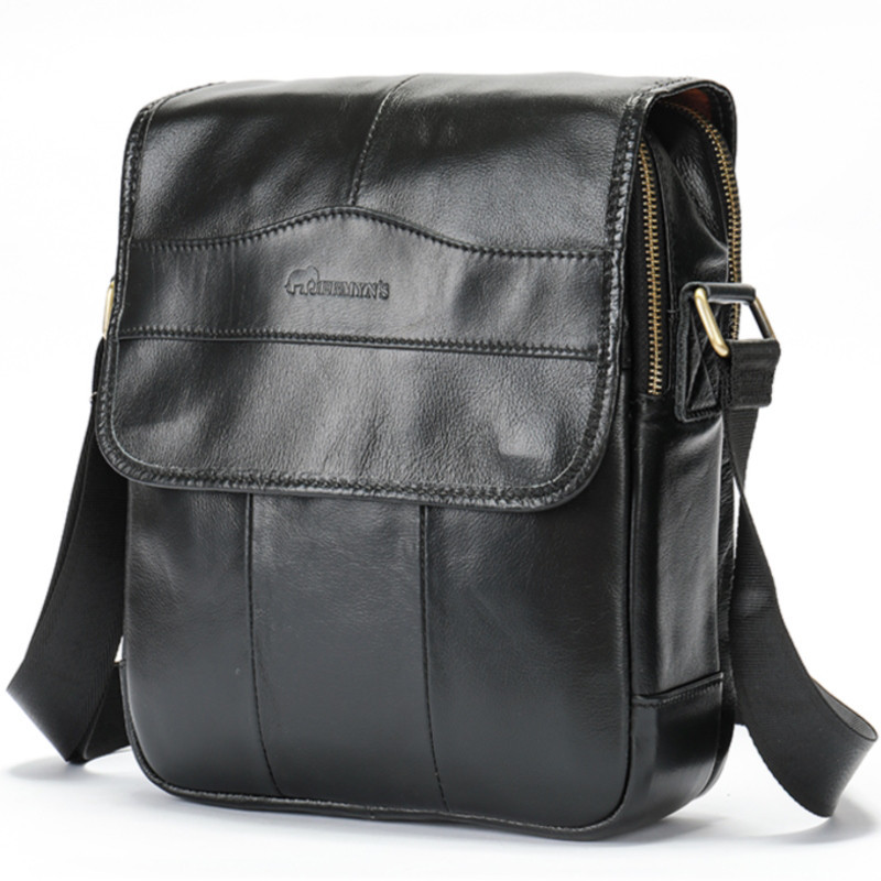 Geanta messenger barbati din piele naturala neagra Jacob