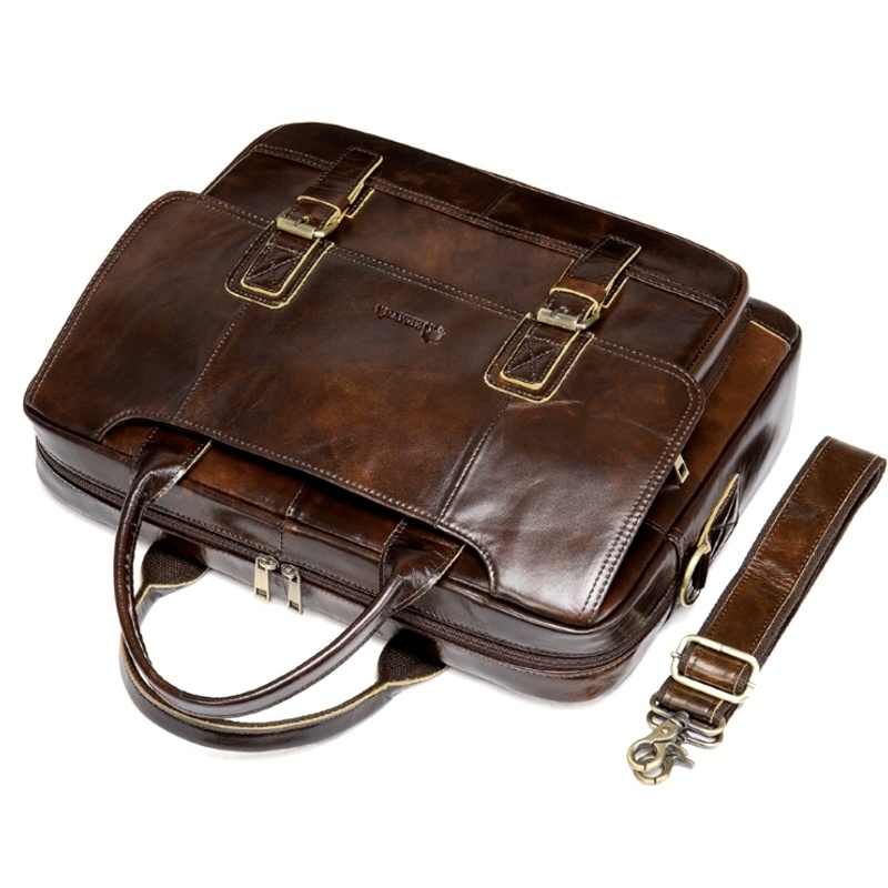 Geanta laptop din piele naturala maro inchis JERMYN'S Norwich