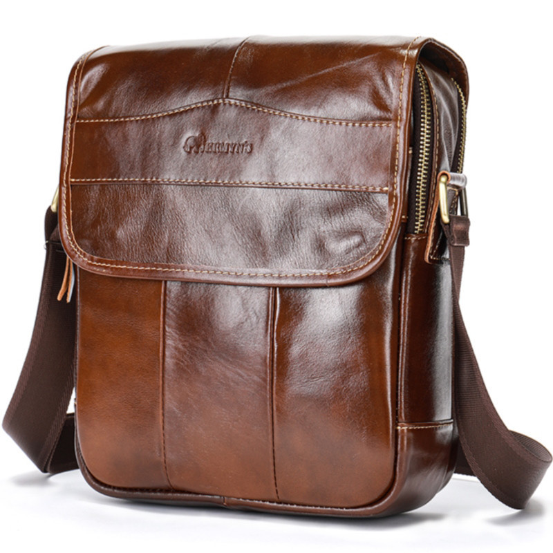 Geanta messenger barbati din piele naturala maro Jacob