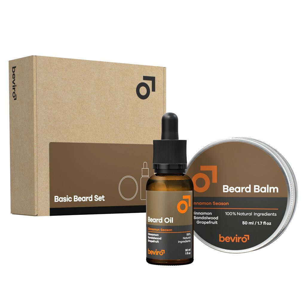 Set cadou îngrijire barbă Beviro Basic Beard Set Cinnamon Season