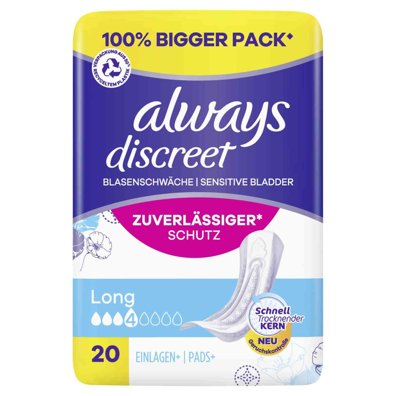 Absorbante pentru incontinenta Discreet Long Big, 20 bucati, Always