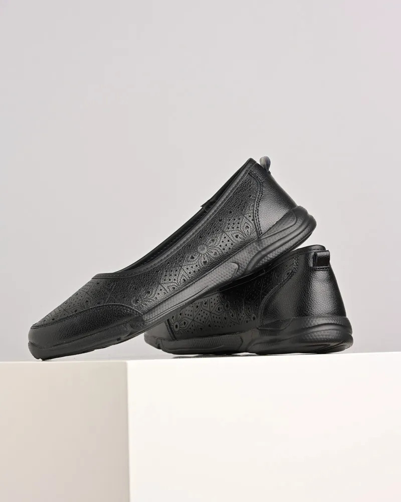 Kožne ženske baletanke 2954 crne