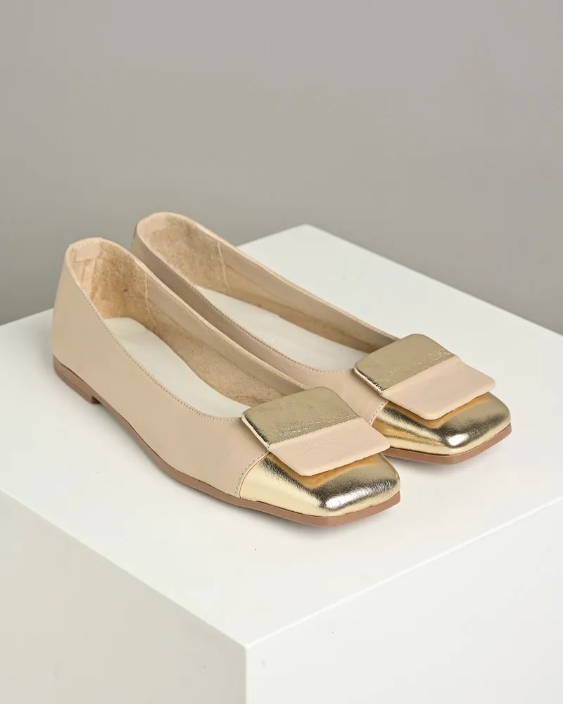 Kožne ženske baletanke 97590TK1 bež