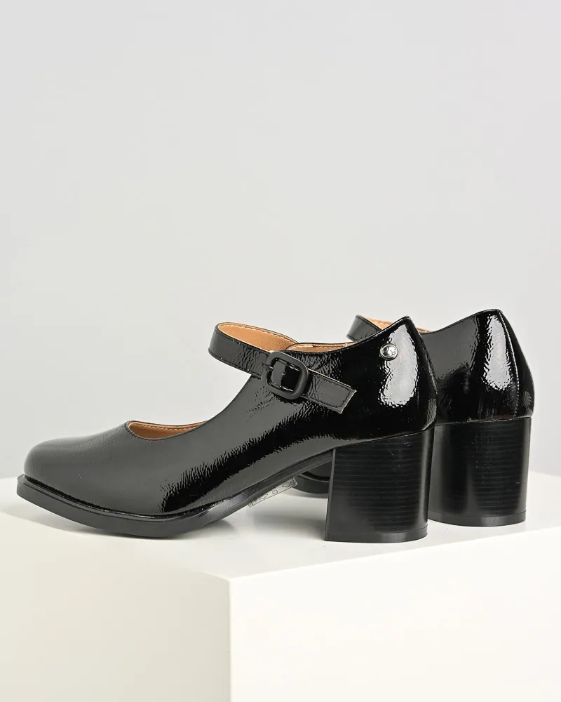 Ženske lakovane cipele na deblju štiklu ADL61201 crne