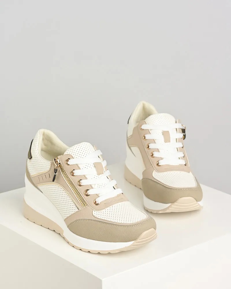 Ženske patike na platformu P2564 belo/bež