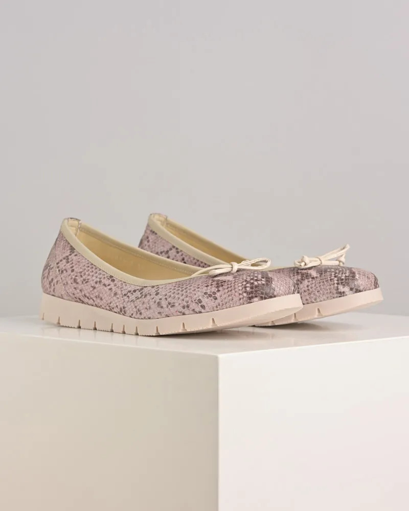 Kožne ženske baletanke 52094-3 roze piton