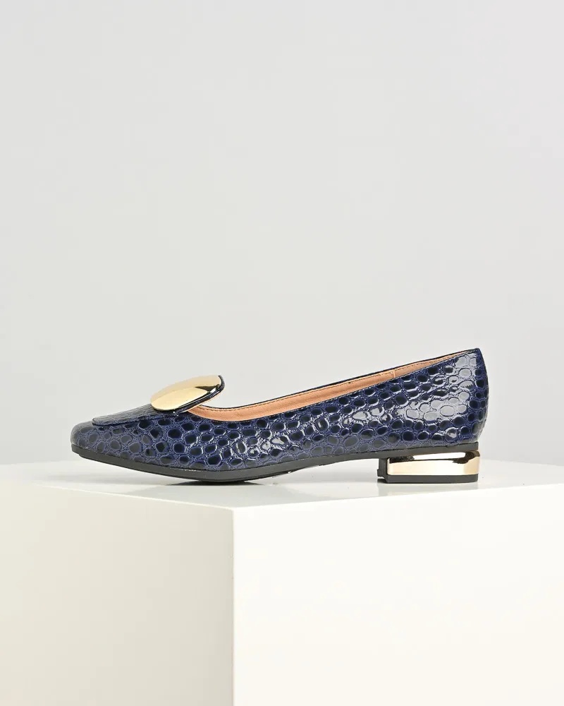 Ženske cipele na blok petu L762431 teget kroko