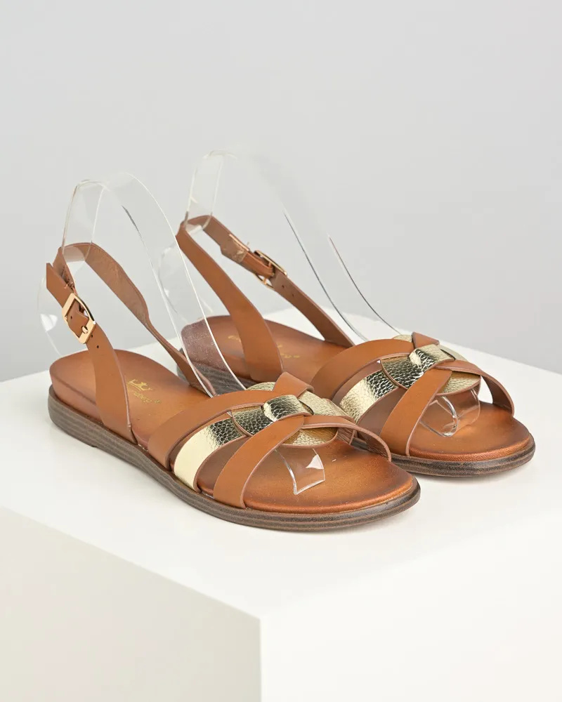 Braon ravne ženske sandale S2352