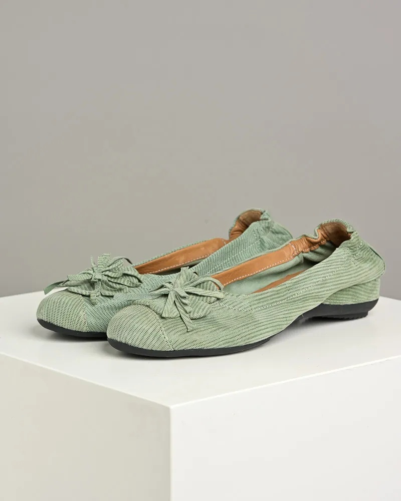 Kožne ženske baletanke 9482/1237 zelene