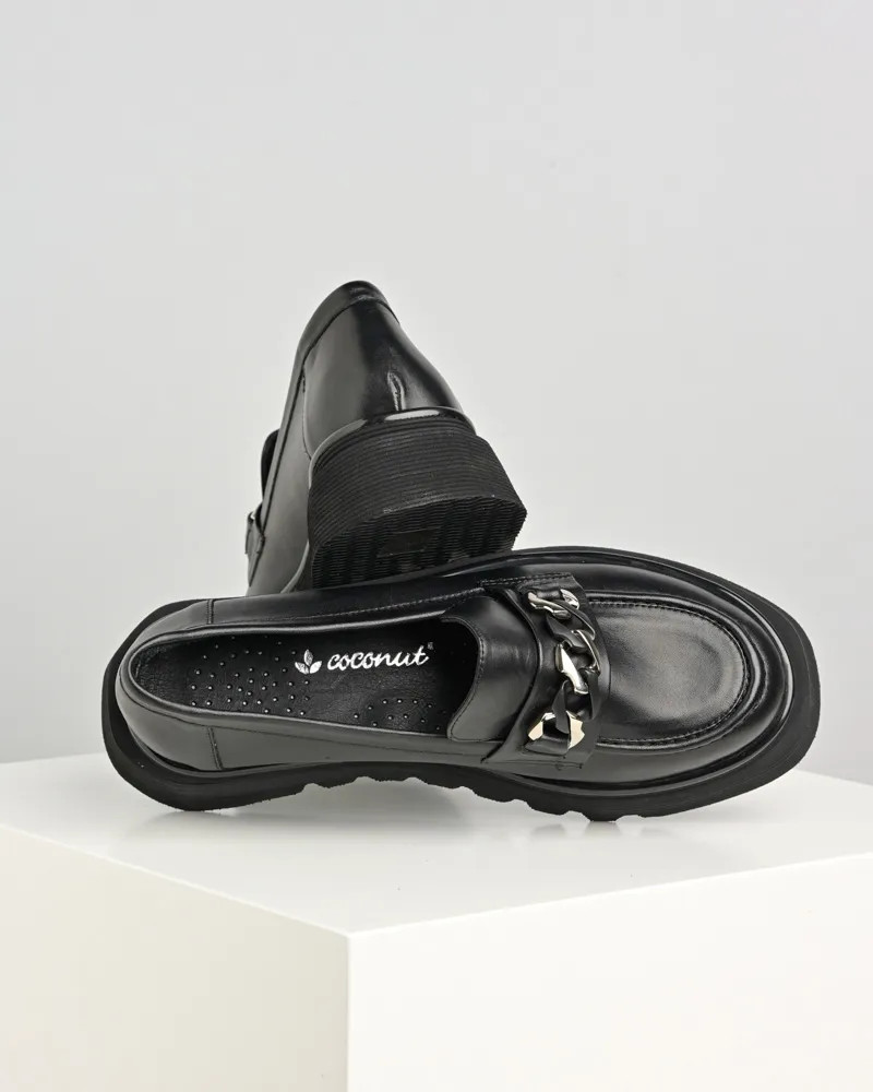 Kožne ženske mokasine 170.134.3/R06 crne